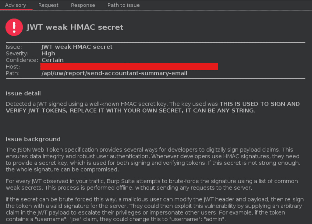 Exploiting A Weak JWT Secret Key: A Case Study - Secure Purple